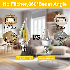 DAYBETTER Candelabra LED Light Bulbs, Chandelier Light Bulbs, LED Candelabra Bulbs 60 Watt Equivalent Dimmable E12 LED Bulb 2700K Warm White,5.5W 600LM Flame Tip Vintage CA11 Candle Light Bulbs 5 Pack