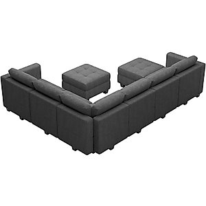 Belffin Modular Sectional Sofa Set with Ottomans Oversized U Shaped Sofa Set with Storage Seat Modular Sofa Couch with Reversible Chaises Modern Fabric Dark Grey
