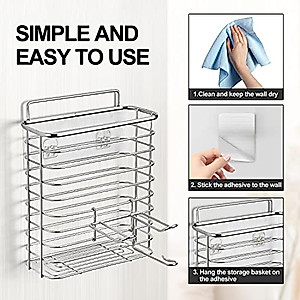 Hair Tool Organizer - Hair Accessories Organizer, Hair Dryer Holder, 304 Stainless Steel Bathroom Blow Dryer Holder for Hair Dryer, Straightener, Flat Iron, Curling Wand - Wall Mount No Drilling