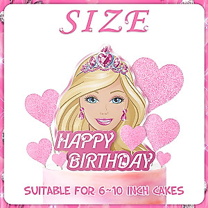 Girl Cake Topper Set, Happy Birthday Cake Toppers, Heart Party Supplies Favor Cake Decorations Pink Party Girly Set
