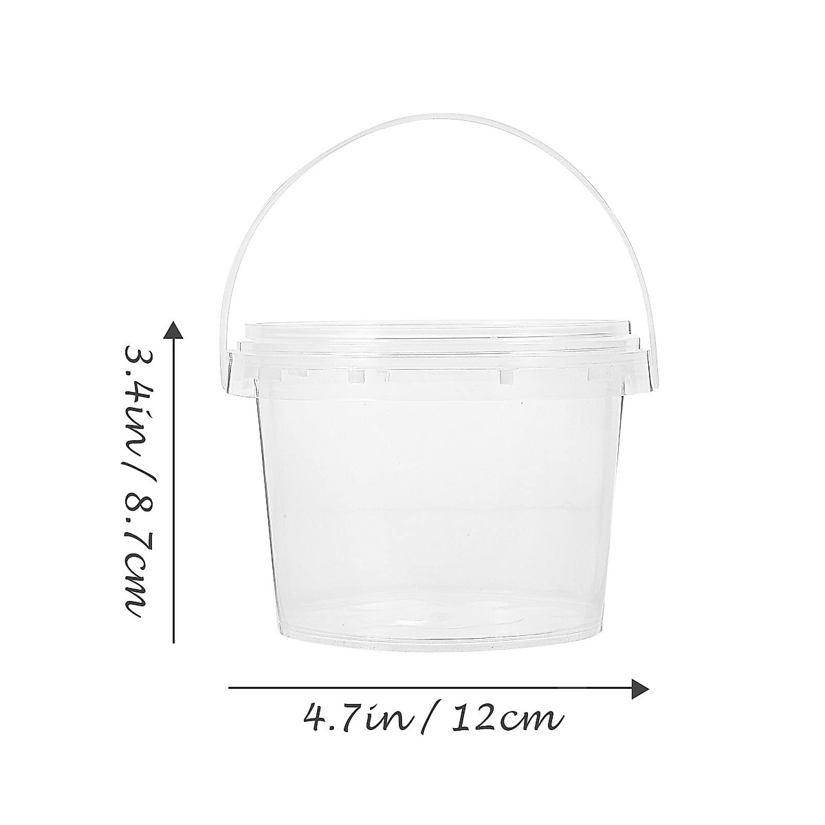 LUOZZY 10 Pcs Small Clear Plastic Buckets with Lids and Handles Ice Cream Buckets Airtight Food Storage Bucket with Lids for Kitchen (0.5 Liter)