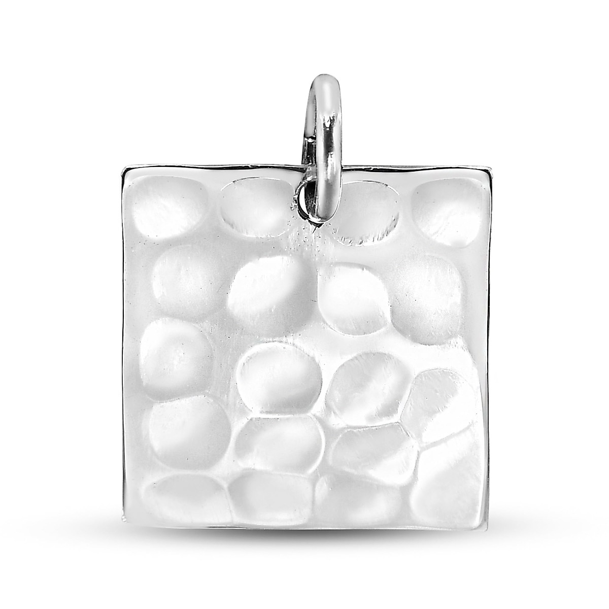 AeraVida Hammered Texture Square .925 Sterling Silver Pendant | Square Pendant Necklace for Women | Hammered Square Pendant Necklace