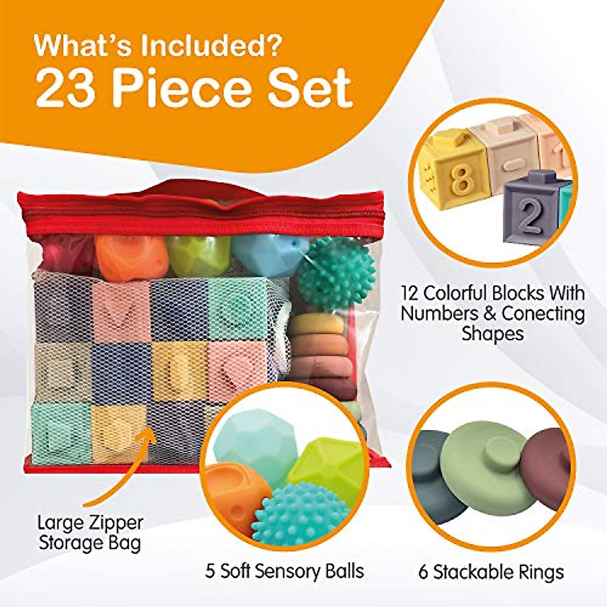 Naturals Infinity Montessori Toys for Babies | 3 in 1 Soft Baby Toys Set | Baby Toys 6 to 12 Months | Sensory Toys for Toddlers 1-3 | Toys for Babies 0-6 Months | Learning Toys