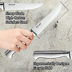 McCook Steak Knives, MC59 Steak Knives Set of 6 - Full Tang Serrated Steak Knives Stainless Steel Steak Knife Set Sharp Knife for Cutting Meat