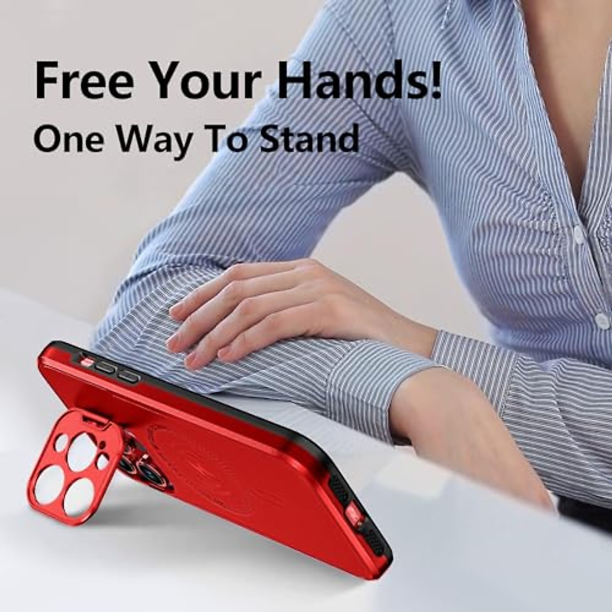 HAMBNAG Magnetic Case for iPhone 13 Pro Max Compatible with MagSafe,[2 Layer Military Grade Structure Protection][Built-in Camera Ring Stand] Cover for iPhone 13 Pro Max 6.7 Inch,Red