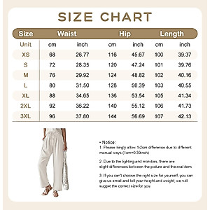 ebossy Women's Summer Drawstring Elastic Waist Cotton Linen Utility Beach Palazzo Pants Pockets (XL, Grey)