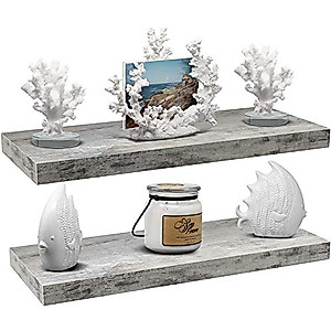 Sorbus Floating Shelf — Hanging Wall Shelves Decoration — Perfect Trophy Display, Photo Frames — Extra Long 24 Inch (Grey Engineered Wood)