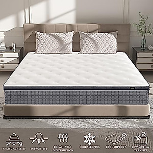 MICOOLS Full Mattress,14 inch Hybrid Mattress in a Box Memory Foam Breathable Comfortable,Motion Isolation Individually Wrapped Coils,Euro Top Medium Firm Full Size Mattress