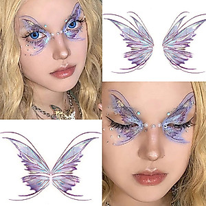 Glitter Butterfly Temporary Tattoos Stickers for Girls, Waterproof Body Stickers Fairy Wings Flowers Waterproof Fake Tattoo Decorations for Kids Women Face Makeup Birthday Party Favors Goodie