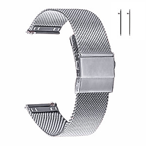 EACHE Stainless steel Mesh watch band for Men Women Quick release Adjustable Mesh Watch Straps 18mm Silver