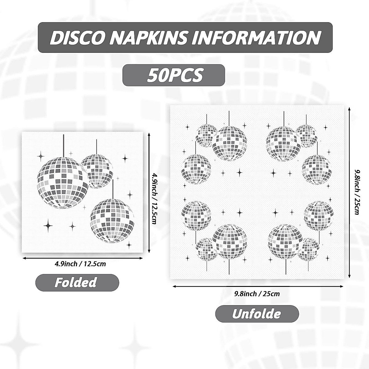 50 Pack 70s Disco Party Napkins 70’s Disco Party Supplies Decorations Disco Ball Paper Stylish Disposable Napkins for 80s 90s Engagement Birthday Baby Shower Hip Hop Boogie Dance Party Favors