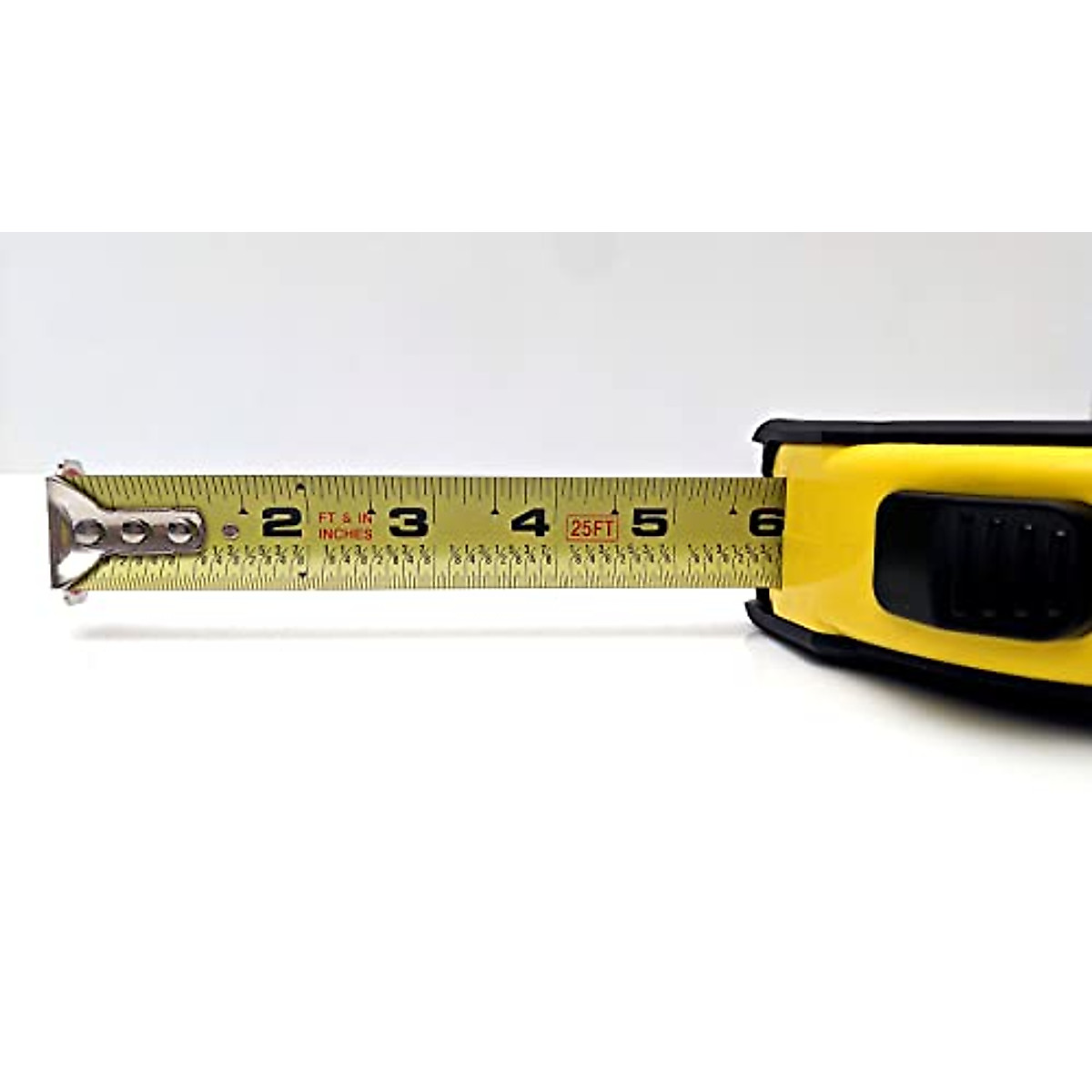 Jet Swet 25-FT Tape Measure Inches & Feet | 1/8" Fractions Marked 1/32" Precision | Auto-Lock Pull to Stay, Magnetic Tip, Retraction Brake, Pro-Grade Heavy Duty, Durable Rubber, Stud Mark Every 16"