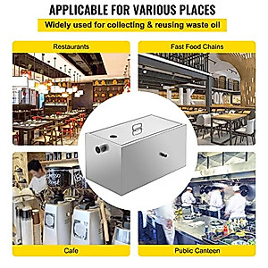 VEVOR 25LB Commercial Grease Trap, 13GPM Commercial Grease Interceptor, Stainless Steel Grease Trap w/Top & Side Inlet, Under Sink Grease Trap for Restaurant Factory Home Kitchen