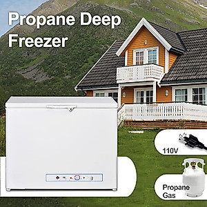SMETA Propane Freezer Gas/Electric 110v Propane Chest Freezer Outdoor RV Refrigerator Off-grid Living Life Lockable Absorption 2Wway Deep Freezer for Camper Van, Large Capacity 7.1 Cu.Ft, White