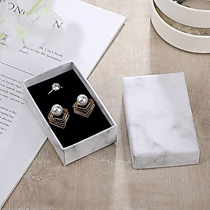 Fumete 150 Pieces Cardboard Jewelry Boxes Marble White Gift Case Paper Gift Boxes for Bracelets Small Gift Wrap Boxes for Necklace Earring Ring Anniversaries Wedding, 2.17 x 3.43 x 1.1 Inch