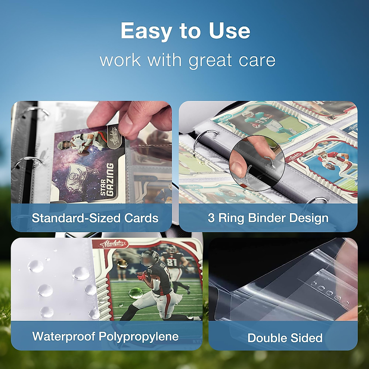 RONMONG Soccer Card Binder,2024-2025 Sports Trading Card with Sleeves Holder Album,440 Pockets Soccer Card Holder Sheets Display Storage Protectors for Collectors Boys and Girls Gift