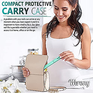 Nail File - Glass Nail File with Case - SEA COLOR - Premium Fingernail Files for Professional Manicure Nail Care - Crystal Nail File - Nail Files for Natural Nails