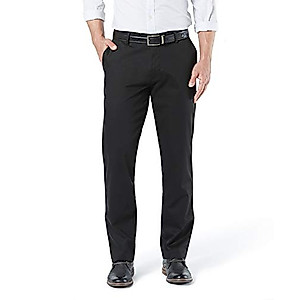 Dockers Men's Straight Fit Signature Lux Cotton Stretch Khaki Pant, Black, 38W x 32L