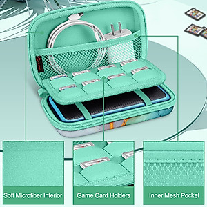 FINTIE Hard Shell Protective Case for Nintendo 2DS XL/New 3DS XL LL, Emerald Marble with Zipper Pocket and Top Handle