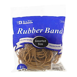 BAZIC Rubber Bands, Assorted Size 2 Oz./ 56.70 g, Made in USA Elastic Stretchable Bands for Bank Paper Bills Money Dollars File Folders, 1-Pack