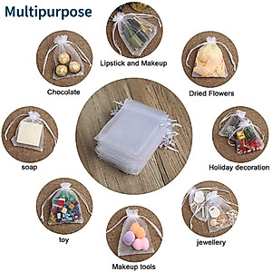 Dealglad 50Pcs White Organza Bags 3x4 Inch, Sheer Wedding Party Favor Bags with Drawstring, Jewelry Gift Bags Christmas Candy Pouches