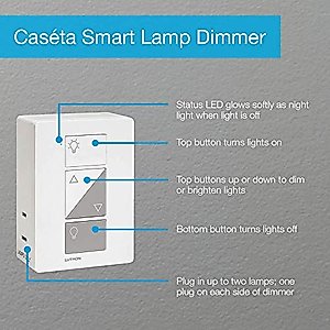 Lutron Caseta Smart Start Kit for Lamps, Plug-In Lamp Dimmer with Smart Bridge and Pico remote, Compatible with Alexa, Apple HomeKit, and the Google Assistant | P-BDG-PKG1P | White