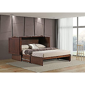 Mega Solutions Emurphybed Paradiseo Murphy Cabinet Chest Bed with Charging Station 8 Inch, Queen (Tobacco)
