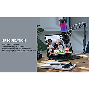 Mic Arm for HyperX QuadCast - Professional Boom Arm Compatible with HyperX QuadCast S and QuadCast Microphone, Adjustable Scissor Microphone QuadCast Boom Arm by YOUSHARES