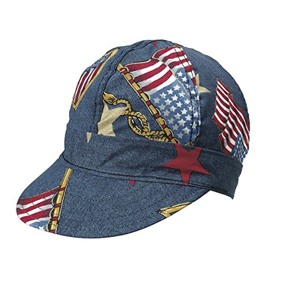 Mutual Industries 7349-0-0 Kromer Denim Flag Style Cap, Cotton, Length 5", Width 6"