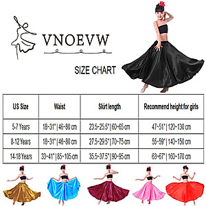 Girls Satin Full Long Skirt for Circle Belly Dance Folkloric Mexican Performance Prom Photoshoot (as1, Age, 5_Years, 7_Years, Purple)