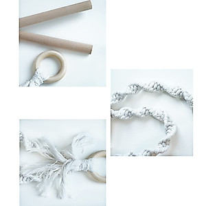 Wall Mount Paper Towel Holder, Boho Wooden Macrame Toilet Paper Holder Towel Rack, Bohemian Handmade Woven Cotton Rope Hanging Decor Tissue Storage Holder for Bathroom Kitchen Bedroom Livingroom