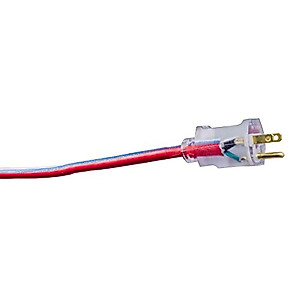 Southwire 2549SWUSA1 100-Feet; Contractor Grade; 12/3 Extension Cord; With Lighted End; Red White And Blue; American Made Extension Cord; Indoor and Outdoor Use; Water Resistant Flexible Jacket