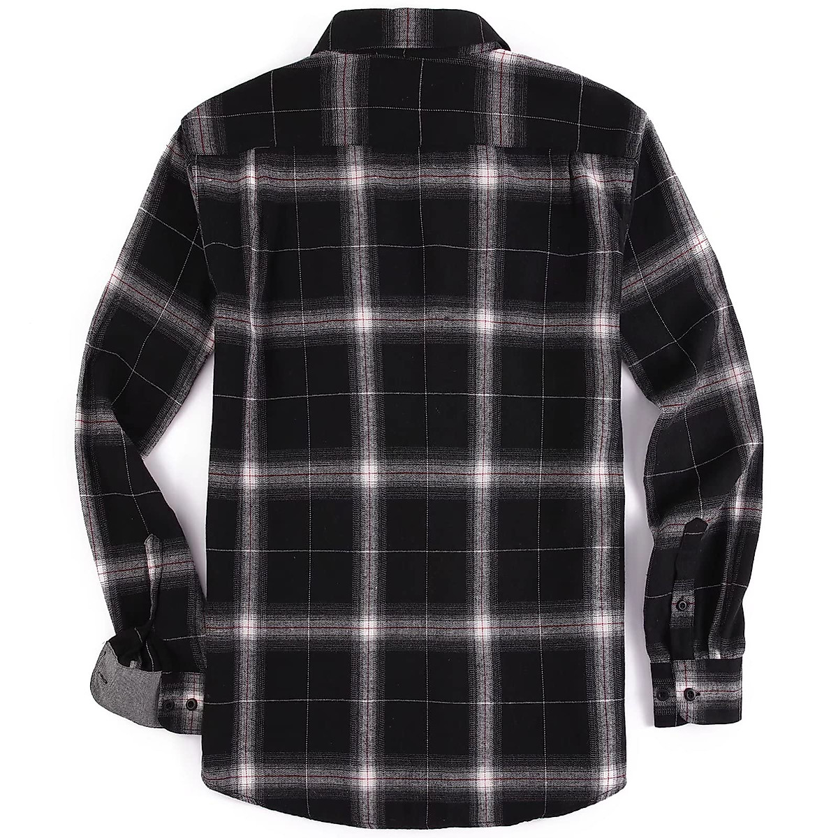 ESPFHN Men's Flannel Plaid Shirts Casual Button Down Shirt Long Sleeve Regular Fit Shirt Black/White