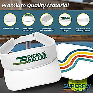 Pickle Baller Retro Pickleball Visor Fun Pickle Ball Gift Pickleball Accessory Men's and Women's Pickleball Accessories (White)