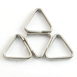 Youliang 10pcs Stainless Steel Triangle Key Ring 1mm Wire 12mm Key Ring for Key Chain Belts Decoration