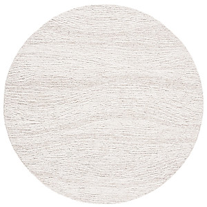 SAFAVIEH Metro Collection Area Rug - 8' Round, Natural & Ivory, Handmade Modern Wool, Ideal for High Traffic Areas in Living Room, Bedroom (MET995A)