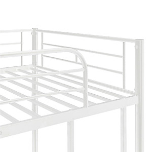 LostCat Twin Over Twin Bunk Bed with Trundle,Heavy Duty Twin Size Bunk Beds Frame with Safety Guardrails and ladders for Kids/Teen/Adults,No Box Spring Needed,White