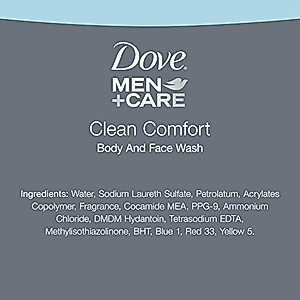 Dove MEN+CARE Body and Face Wash for Healthier and Stronger Skin Clean Comfort Effectively Washes Away Bacteria While Nourishing Your Skin 18 oz 4 Count (Packaging may vary)