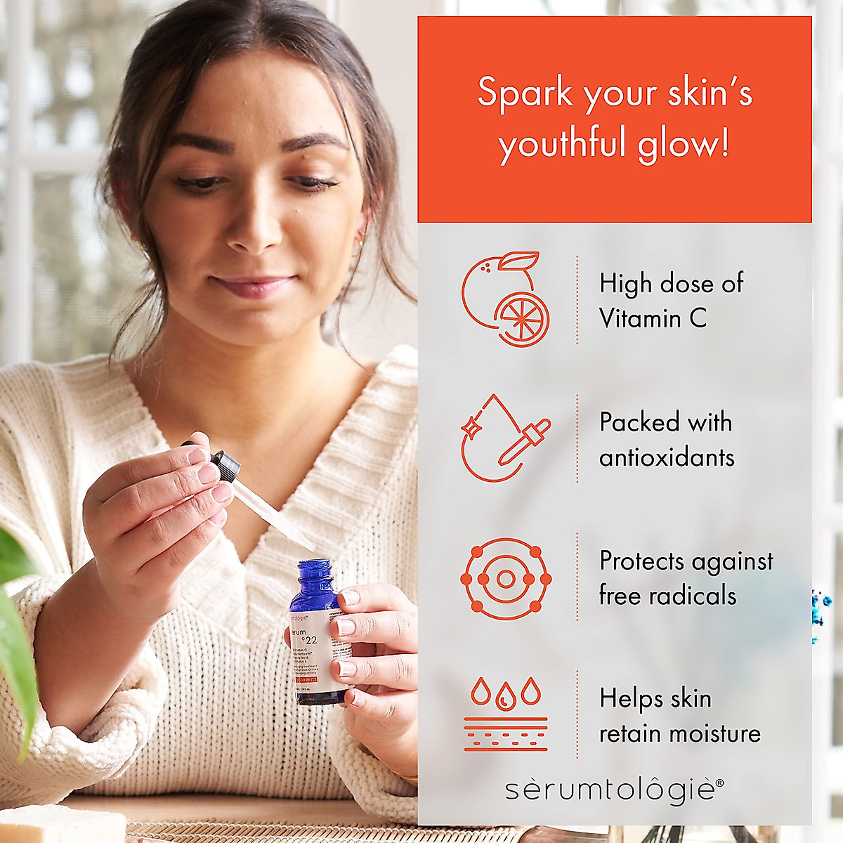 serumtologie C Serum 22 – Pure Vitamin C Serum for Face with Hyaluronic Acid & Ferulic Acid | Potent Anti-Aging Serum for Dark Spots, Fine Lines and Wrinkles | Brightening Serum - 1.15 Fl Oz