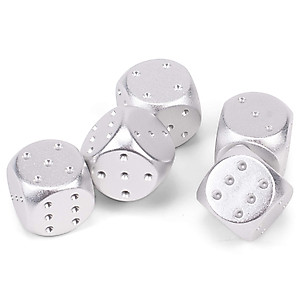 Divinity Boutique Brushed Silver Tone 3 x 2 Stainless Steel Metal Standard Dice Boxed Set of 5