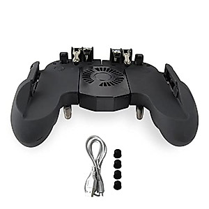 Mobile Game Controller with Silent Cooling Fans/Phone Holder, Phone Gamepad for PUBG/Fortnite/Call of Duty, Tomoda L1R1 Mobile Triggers for 4.7"-6.5" iOS Android Phones