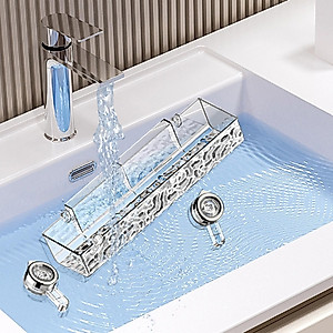 karelwui Rectangular Shower Shelf Wall Rack Bathroom Corner Storage Transparent Triangle Shape Punch-Free Anti-Slip Strong Suction Great Load Bearing Clear