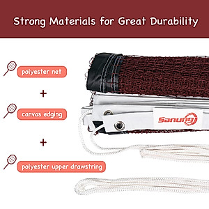 Sanung Badminton Net, Standard Size All-weather Volleyball Badminton Net Replacement for Indoor Outdoor Use, Portable Badminton Mesh Net with Storage Bag