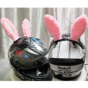 3T-SISTER Helmet Bunny Ear Women Girls Plush Rabbit Ear for Motorcycle Bicycle Ski Helmets Halloween Party Cosplay Wig Helmet Accessory Decorations Velcro Reusable Design （Pink） 2PCS