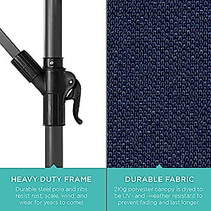 Best Choice Products 10ft Offset Hanging Market Patio Umbrella w/Easy Tilt Adjustment, Polyester Shade, 8 Ribs for Backyard, Poolside, Lawn and Garden - Navy Blue