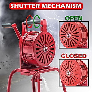 Vixen Horns Air Raid Hand Crank Siren, Loud Heavy Duty Tornado Siren with Rail Stand, Fire Air-raid Alarm, Warning Construction Air Horn VXS-1200MBR