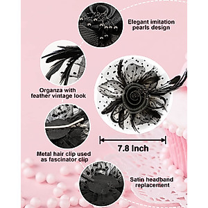 Fascinators for Women Kentucky Derby Hats,Tea Party Hat Headband Hair Clip for Wedding Cocktail Black
