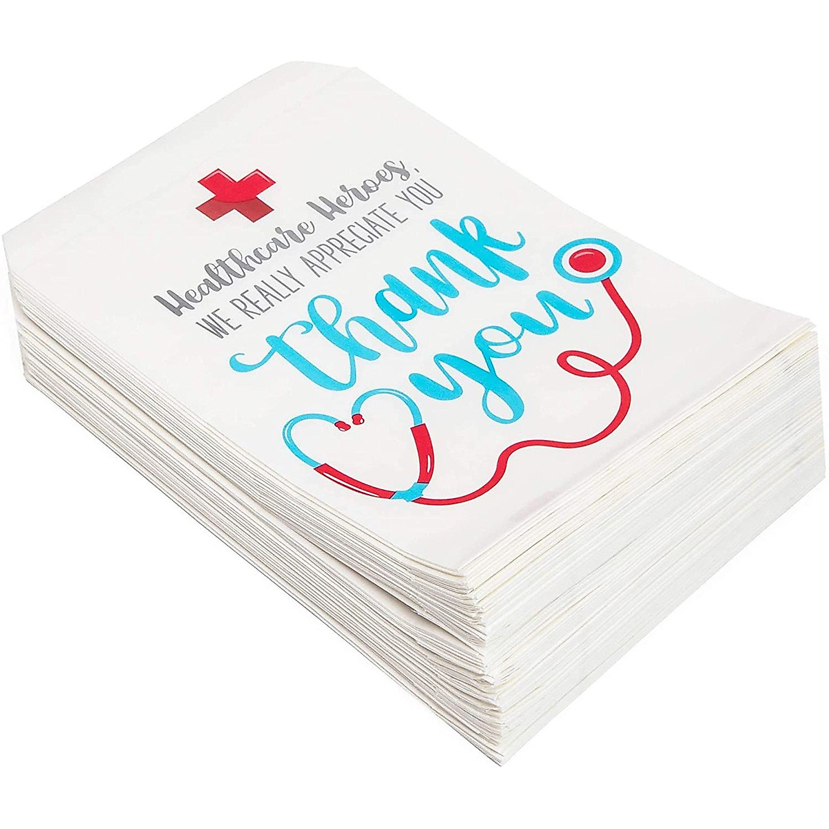 Sparkle and Bash Thank You Goodie Bags, Nurse Appreciation Gifts (5 x 7.5 in, 100 Pack)