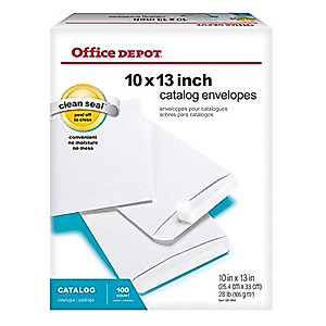 Office Depot Clean Seal(TM) Catalog Envelopes, 10in. x 13in., White, Pack Of 100, 77925