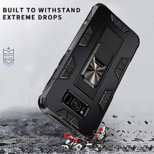 for Samsung Galaxy S8 Plus Case Samsung Galaxy S8+ Case Military Grade Built-in Kickstand Case Holder Armor Heavy Duty Shockproof Cover Protective for Samsung Galaxy S8 Plus Phone Case (Black)